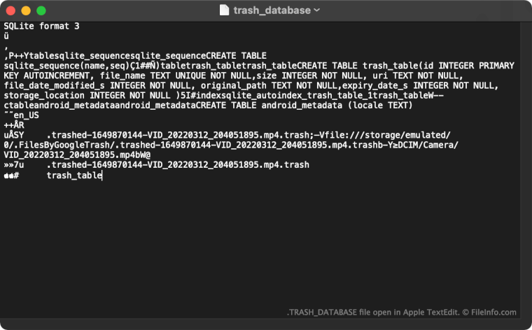 Trashdatabase File What Is It And How Do I Open It